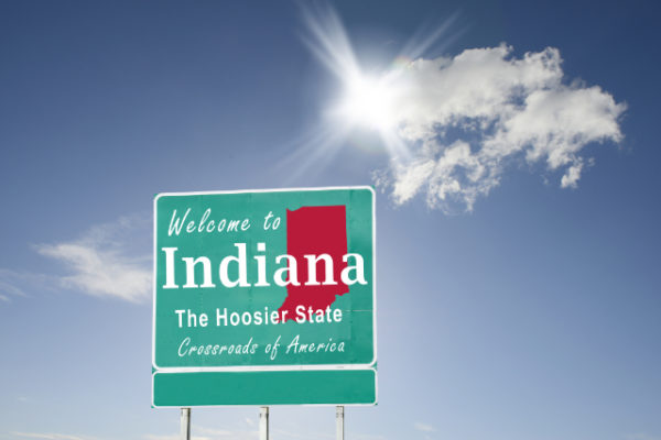Indiana, Welcome road sign - Outdoor Walk In